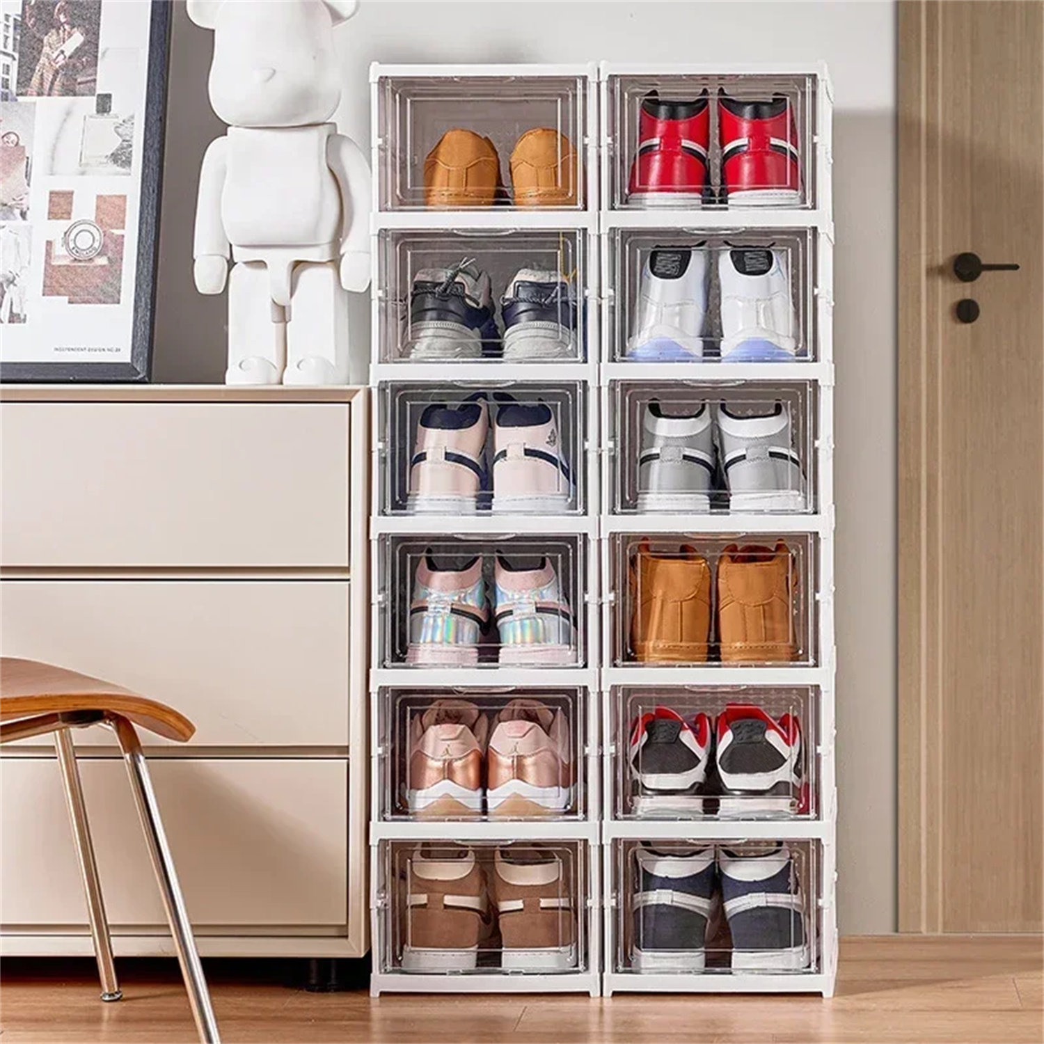 Rebrilliant 3 Pair Stackable Shoe Storage Box | Wayfair