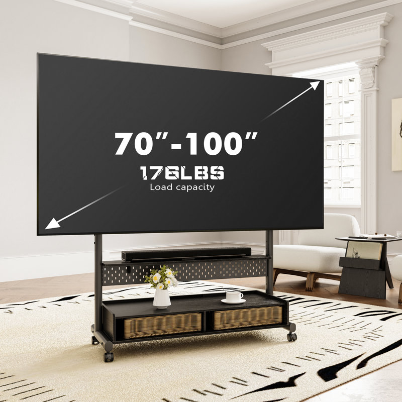 Wade Logan® Charrisse Modern Rolling TV Stand for 70-100 Inch TVs ...