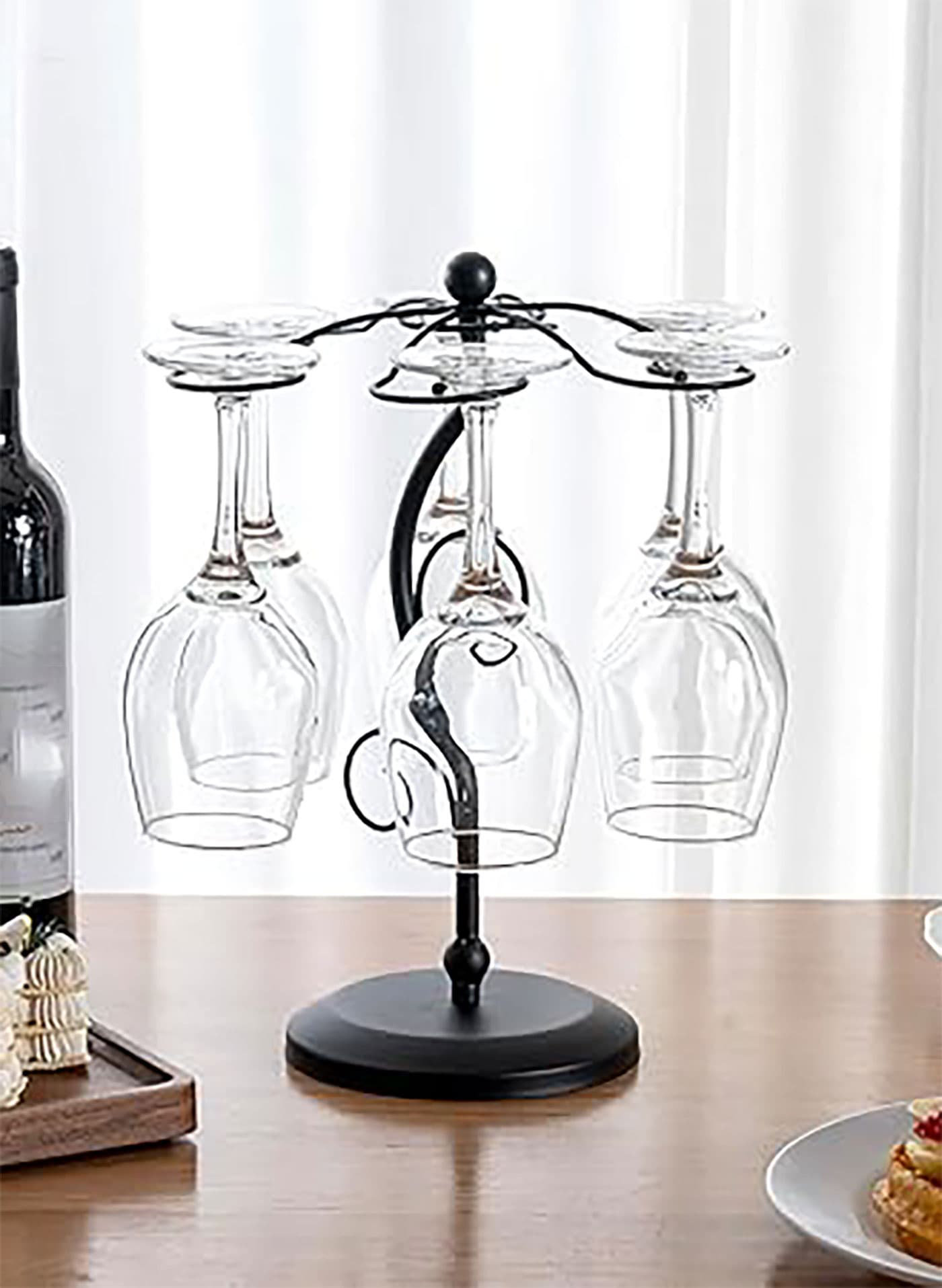 Canora Grey Curvin Tabletop Wine Glass Rack in Black | Wayfair