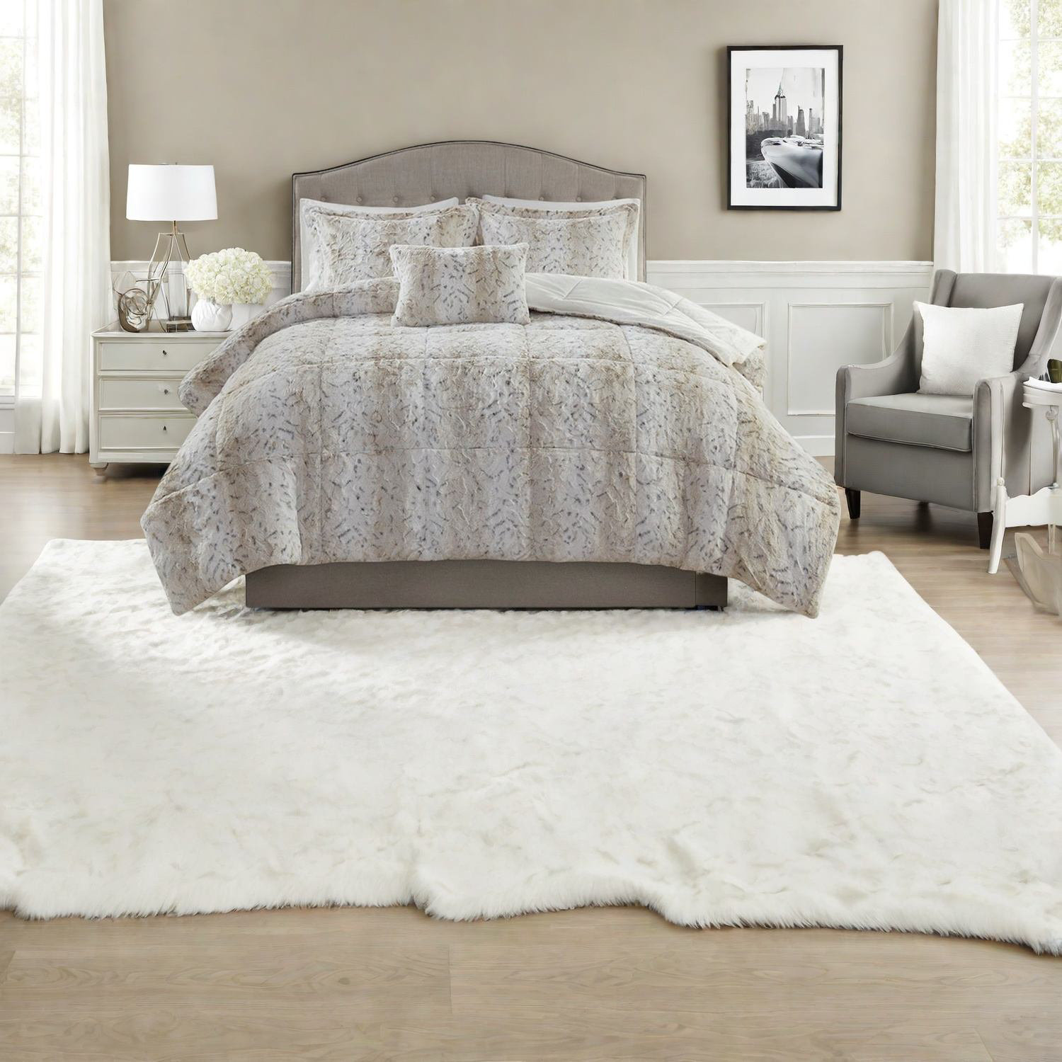 CANJUN Luxurious Bedding Sets, soft Polyester Faux Fur Comfort | Wayfair