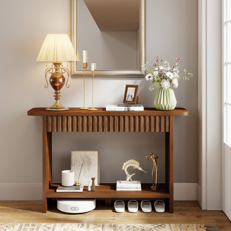 George Oliver Caya 51.2"W Console Table With 2 Fluted Drawers | Wayfair