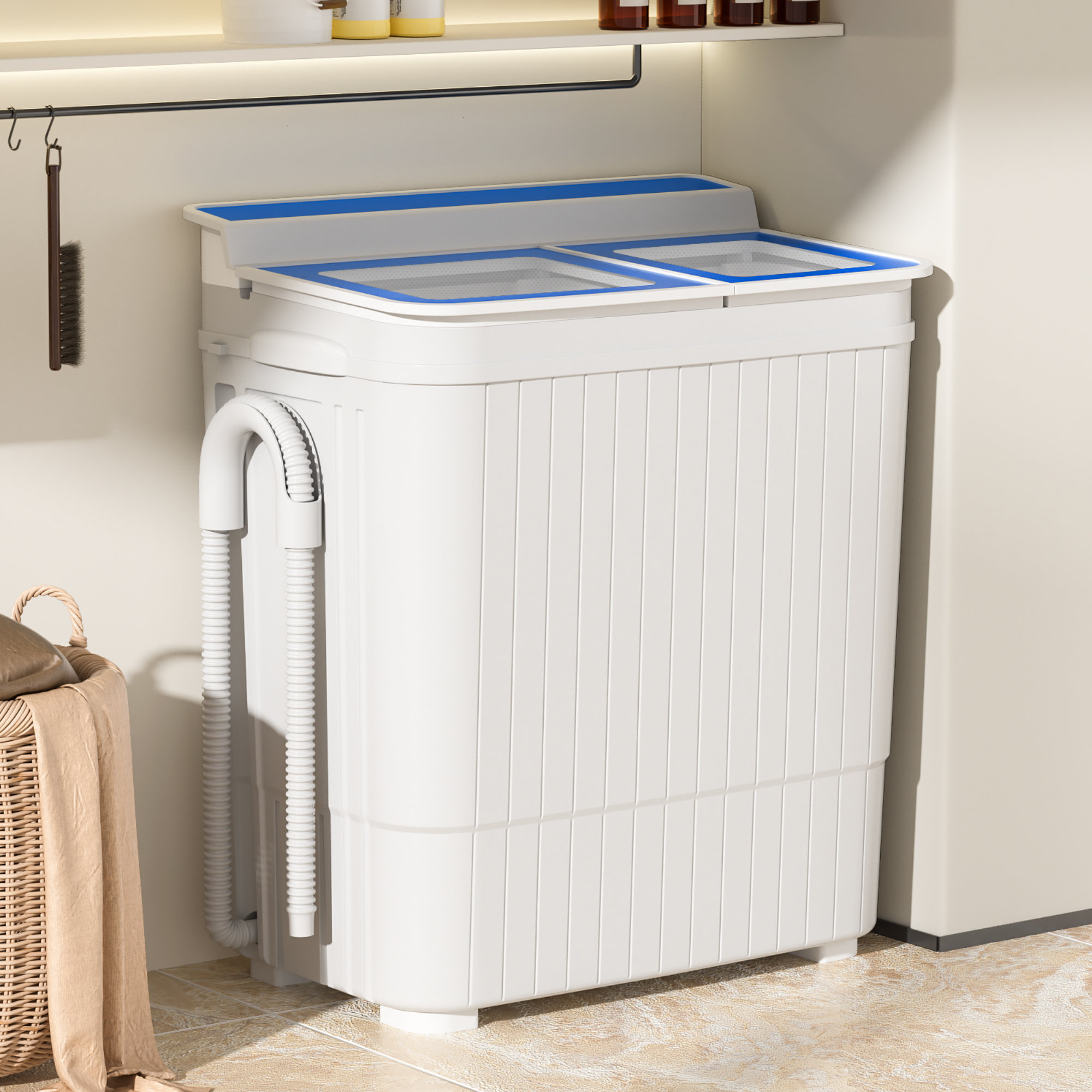 SUNCROWN 16.1 lbs Portable Washing Machine, 2 in 1 Twin Tub Washer and ...