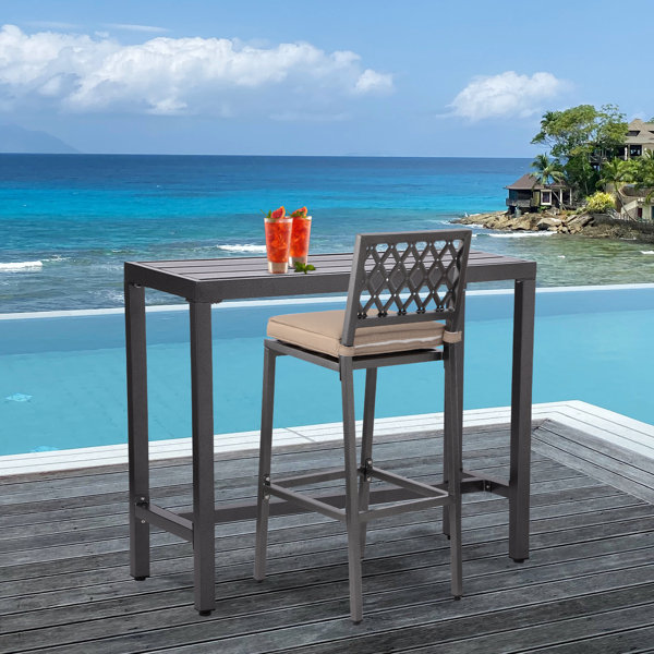 Latitude Run® 2-person Long Bar Height Patio Dining Set Outdoor Counter ...