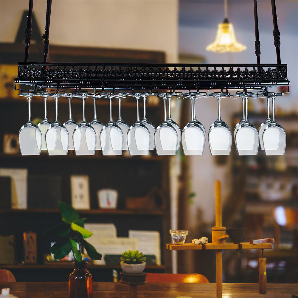 Rosalind Wheeler Hampstone Hanging Wine Glass Rack in Black & Reviews ...