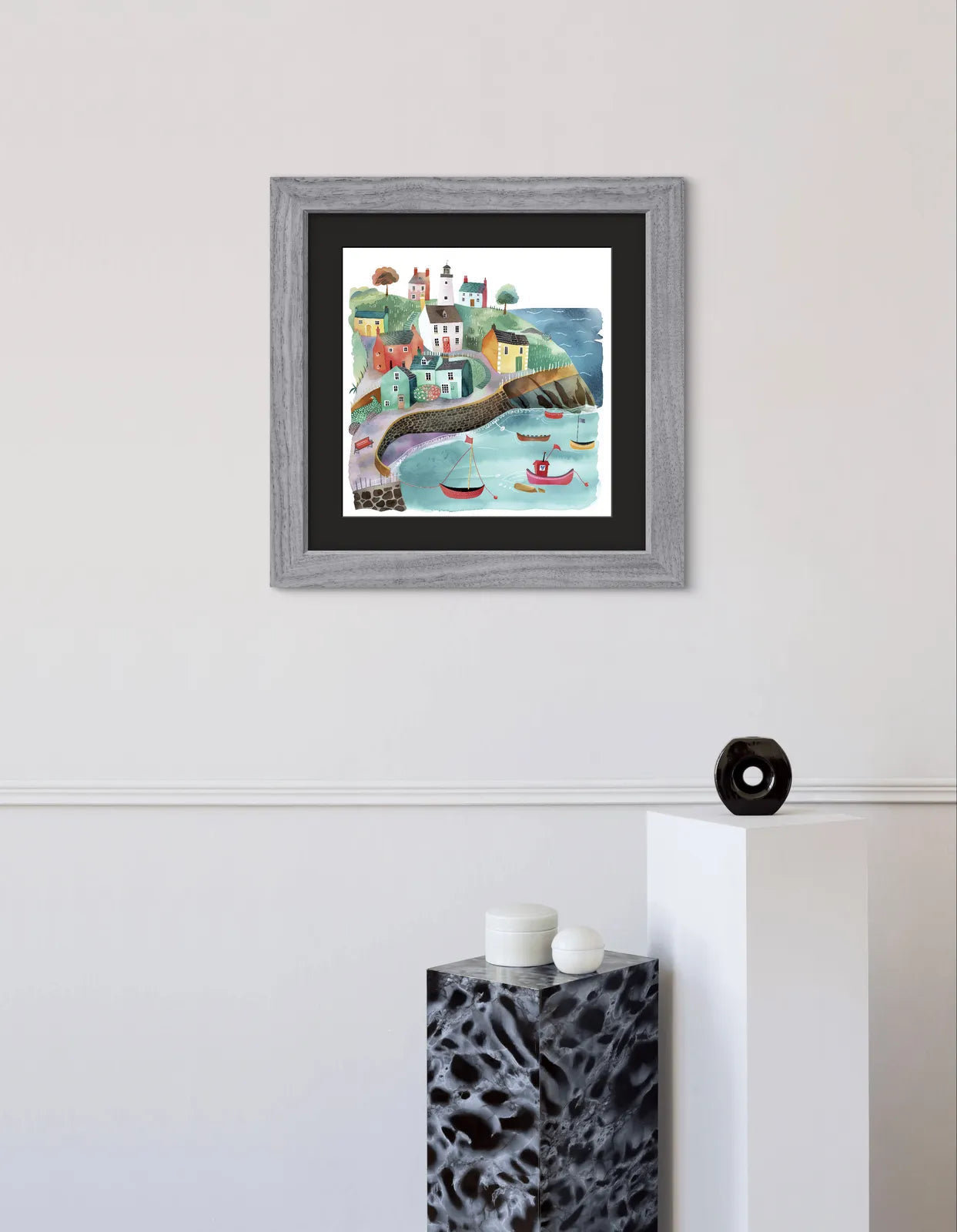 House of Hampton Charming Coastal Village: Idyllic Sea View Art Print ...
