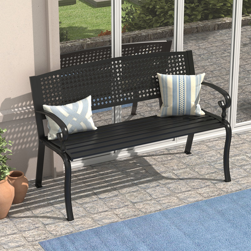 Red Barrel Studio® Rhines Carved-back Floral Garden Bench | Wayfair