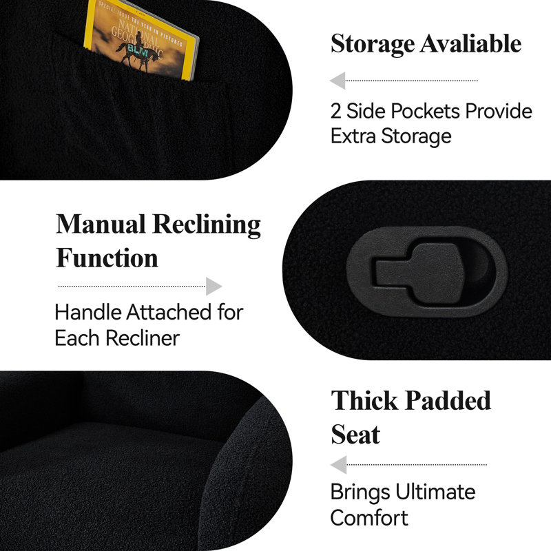 Ebern Designs Haaniyah Boucle Fabric Swivel & Rocking Recliner ...