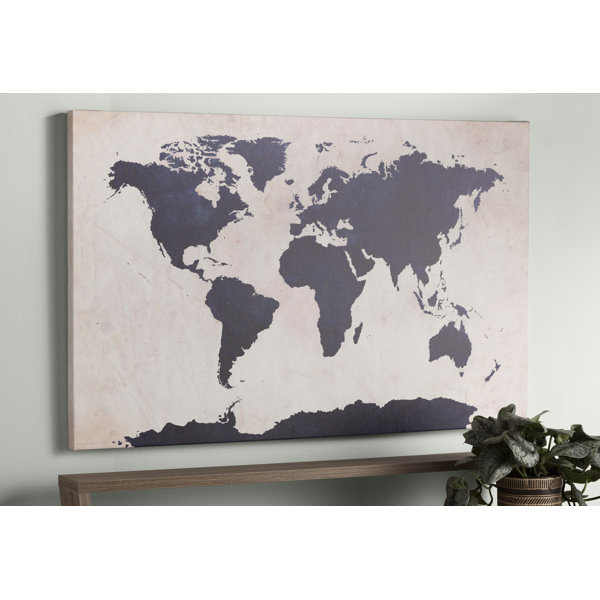 17 Stories " World Map - Navy " by Michael Tompsett & Reviews | Wayfair