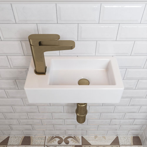 DeerValley Liberty White Ceramic Rectangular Wall Hung Basin Bathroom ...