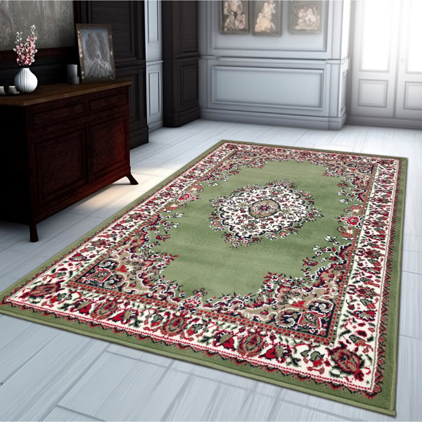 Astoria Grand Zelda Oriental Machine Woven Green Area Rug & Reviews ...
