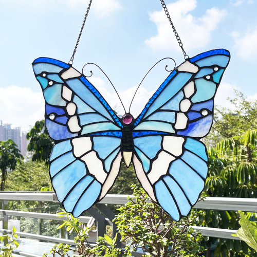 Lark Manor Butterfly Stained Glass Window Panel | Wayfair