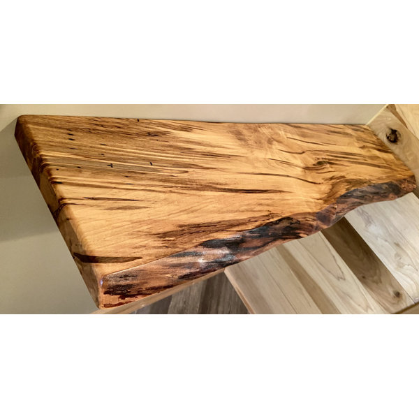 Steel Oak Maple Solid Wood Floating Shelf with Live Edge & Reviews ...