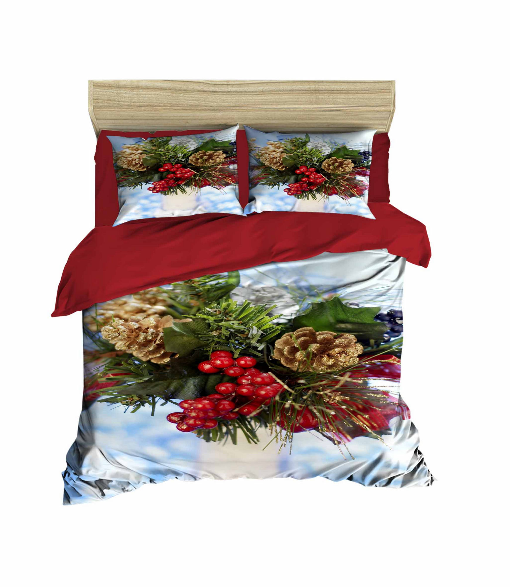 Asir Group INC Nasir Red/Green/White Microfiber 3 Piece Duvet Cover Set ...