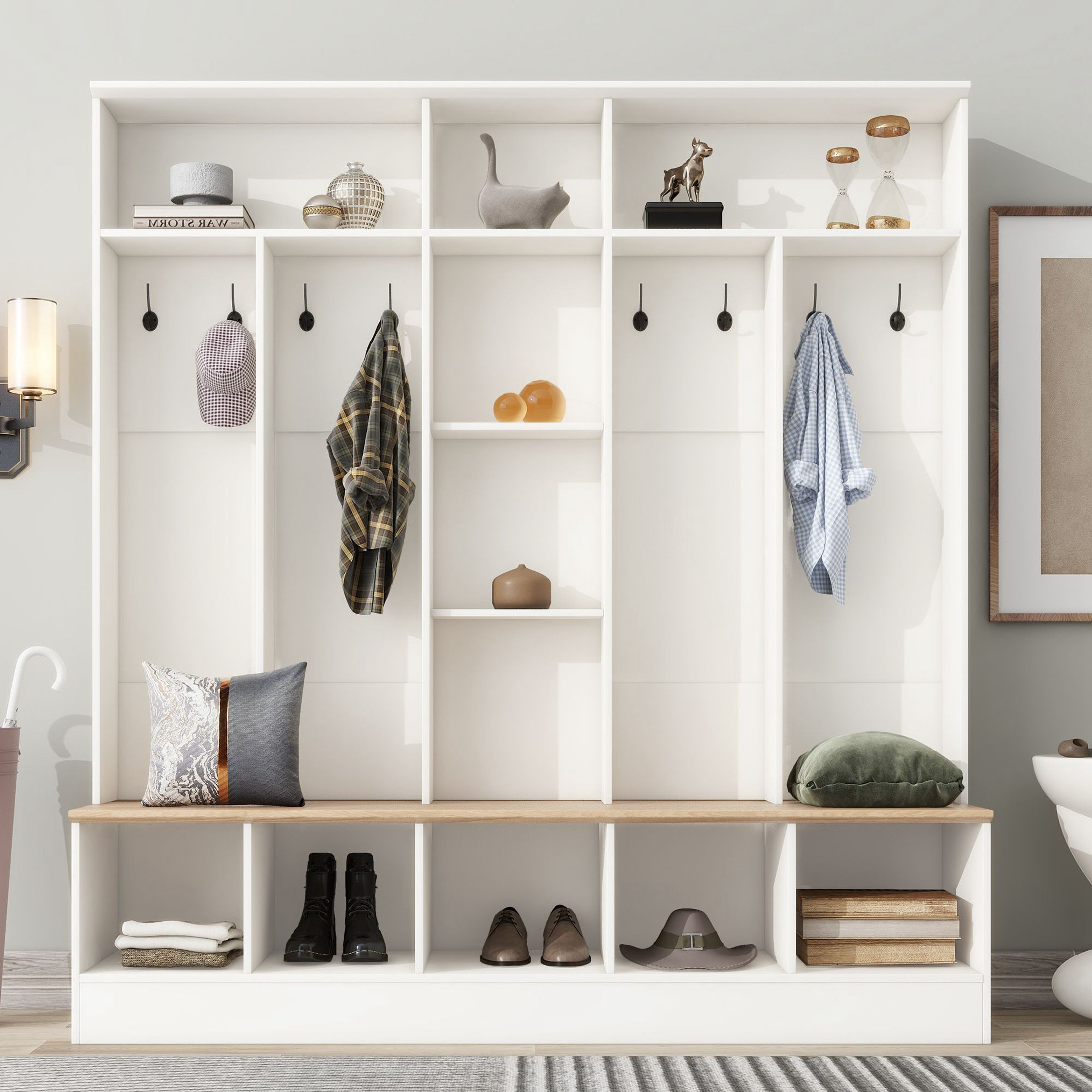 Gracie Oaks Yomaly Hall Tree with Bench and Shoe Storage & Reviews ...