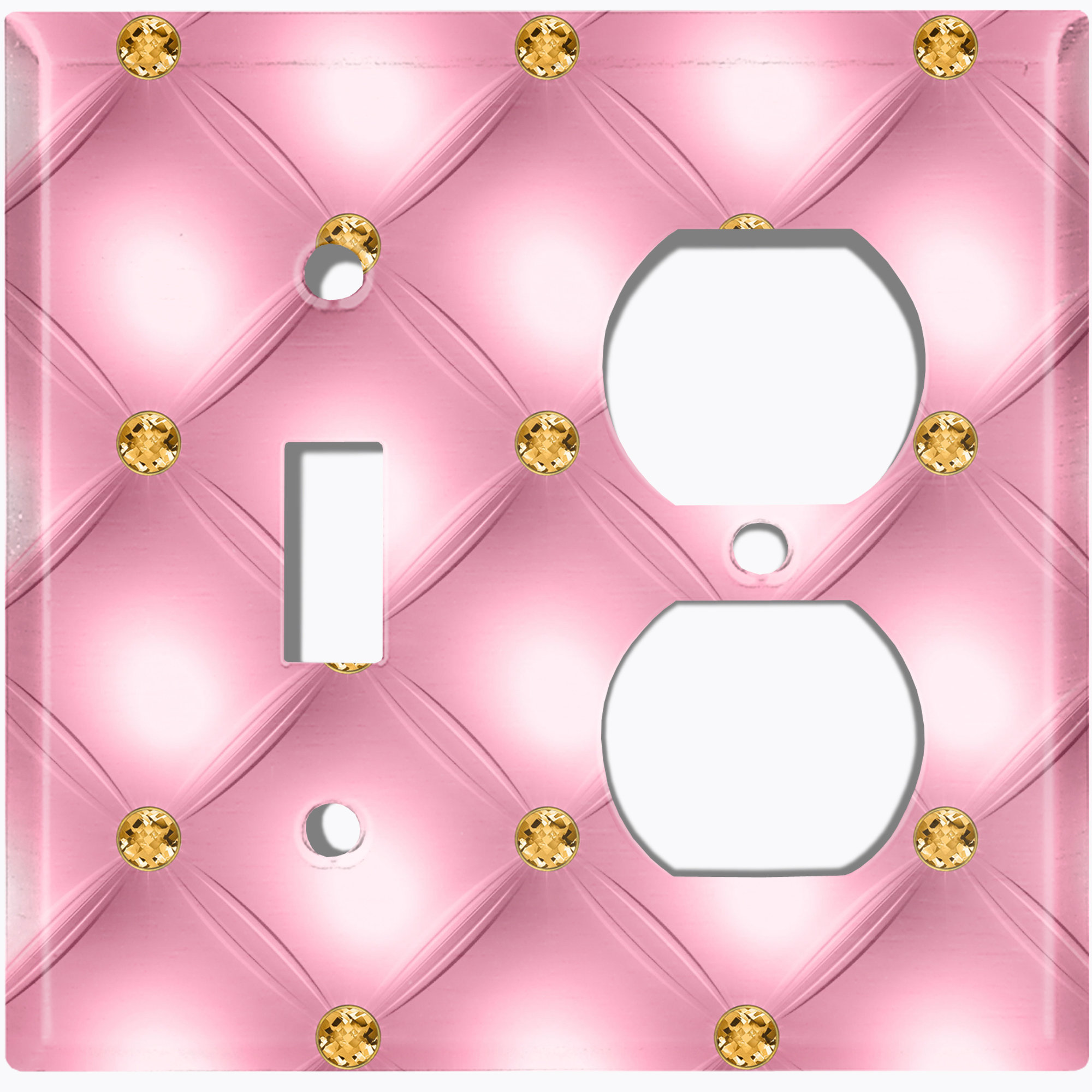 WorldAcc Metal Light Switch Plate Outlet Cover (Tufted Diamonds Pink ...