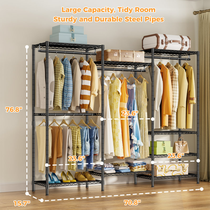 Rebrilliant Napalys 76.8" Garment Rack, Clothes Hanging Rack, Metal ...