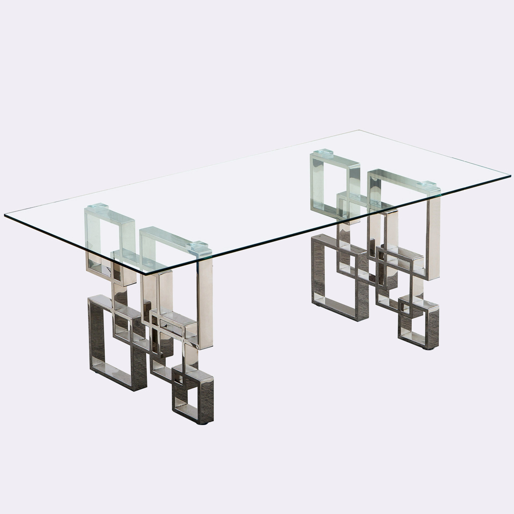 Orren Ellis Contemporary Glass Table, 0.47" Clear Tempered Glass Top ...