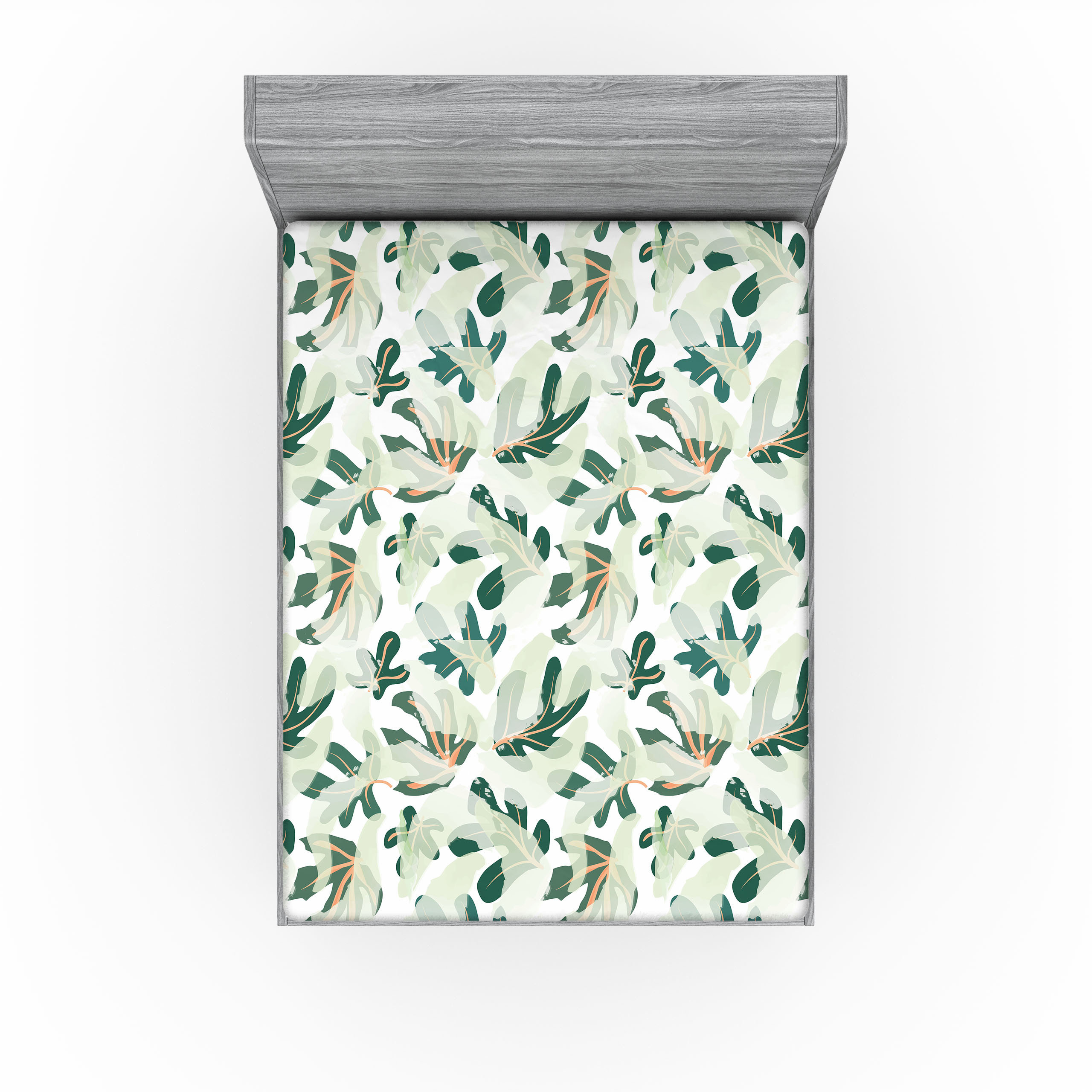 Ambesonne Leafy Design Fitted Sheet Simple Exotic Leaves Queen Size ...