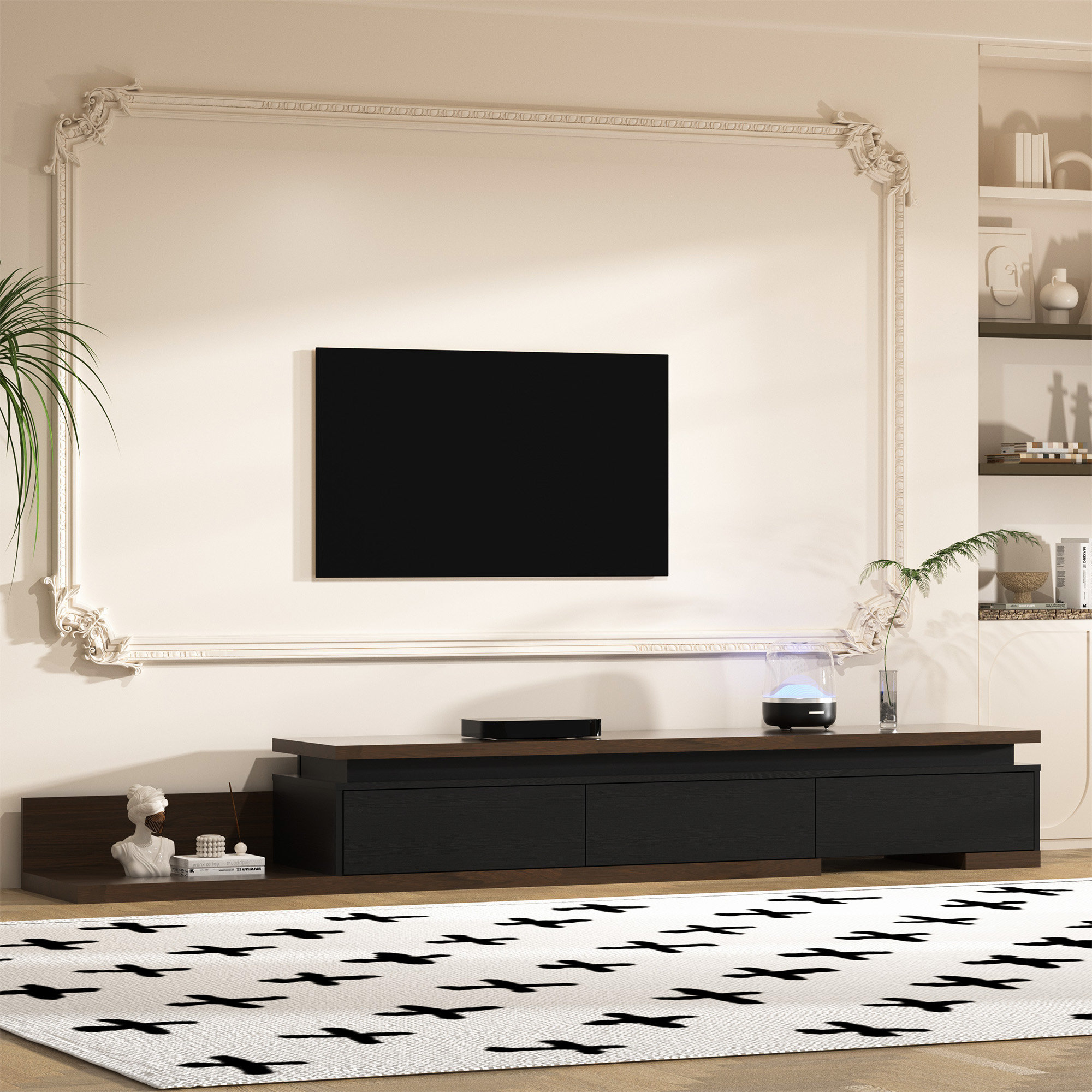Latitude Run® Extendable TV Stand With Led Lights, Modern Reversible TV ...