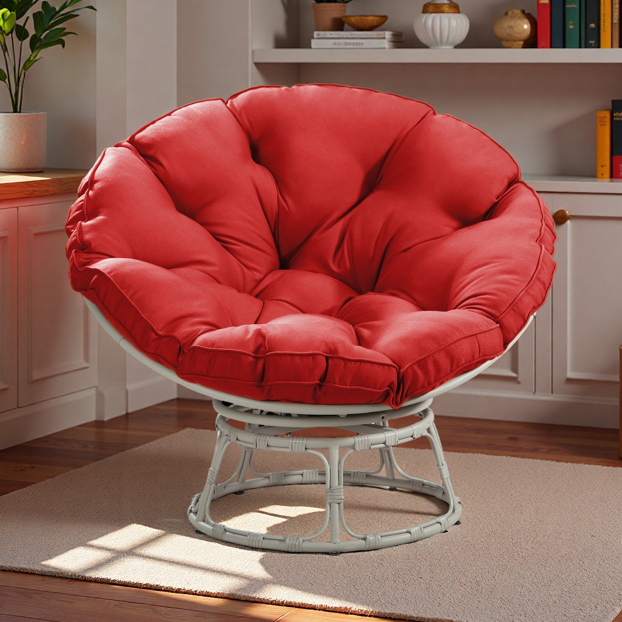 Winston Porter Powder Coated Steel Indoor & Outdoor Swivel Chair, Patio ...