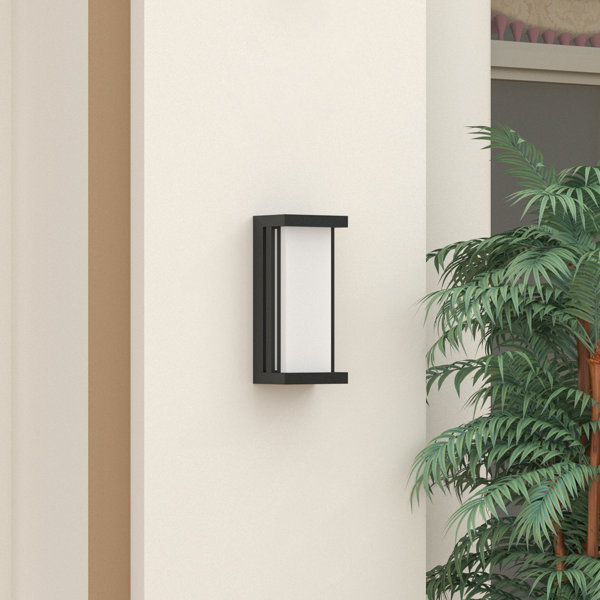 Ebern Designs Chianna LED Outdoor Wall Light Flush Mount with Dusk to ...