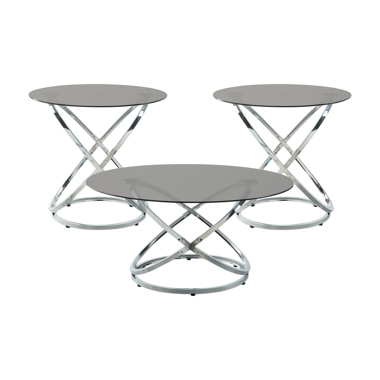 Hokku Designs Modern Luxury 3-Piece Occasional Table Set Chrome Finish ...