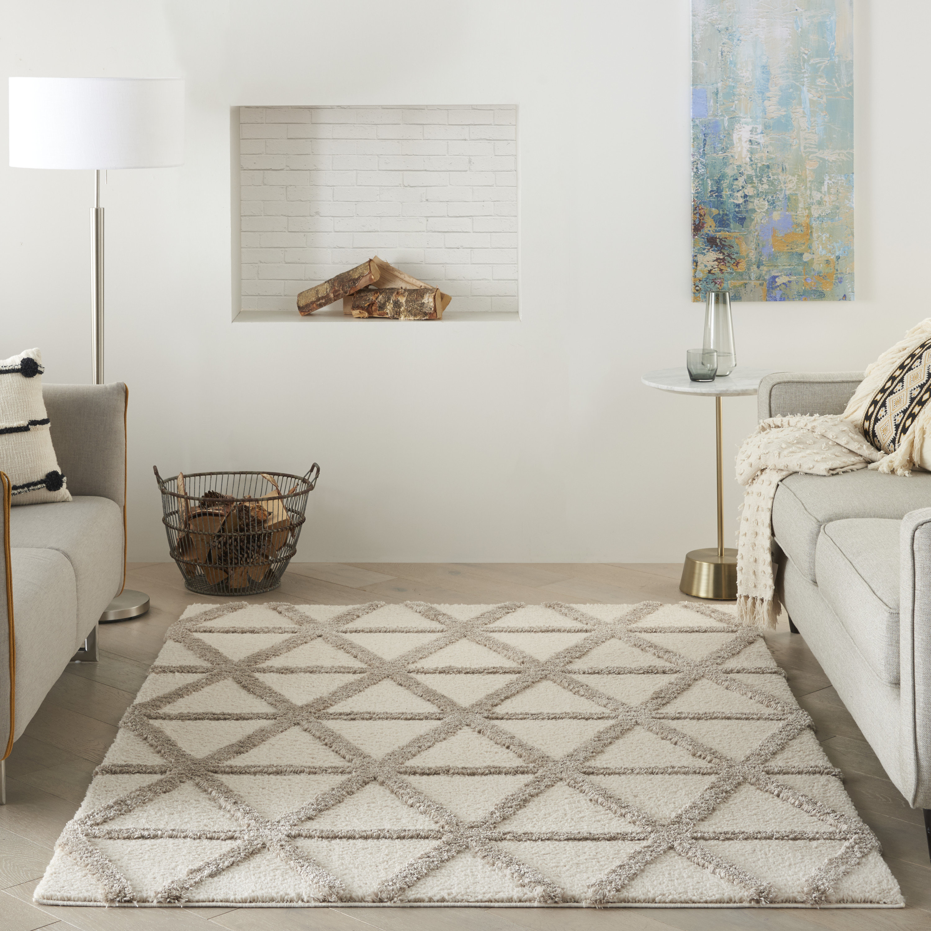 Corrigan Studio® Marcelle Modern Shag Beige Area Rug | Wayfair