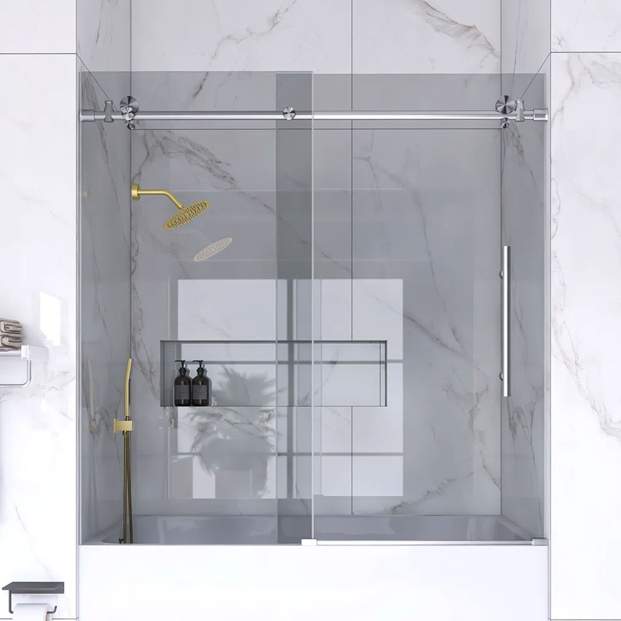 Magic Racks 60 In. W X 60 In. H Frameless Sliding Bath Door | Wayfair