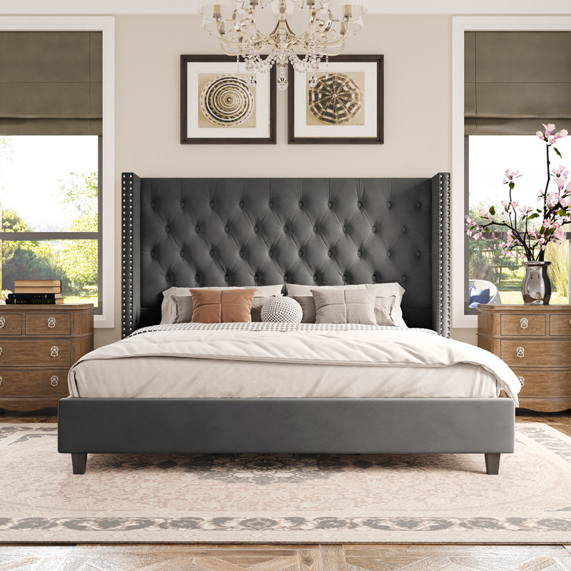 Willa Arlo Interiors Duhon Upholstered Platform Bed & Reviews | Wayfair