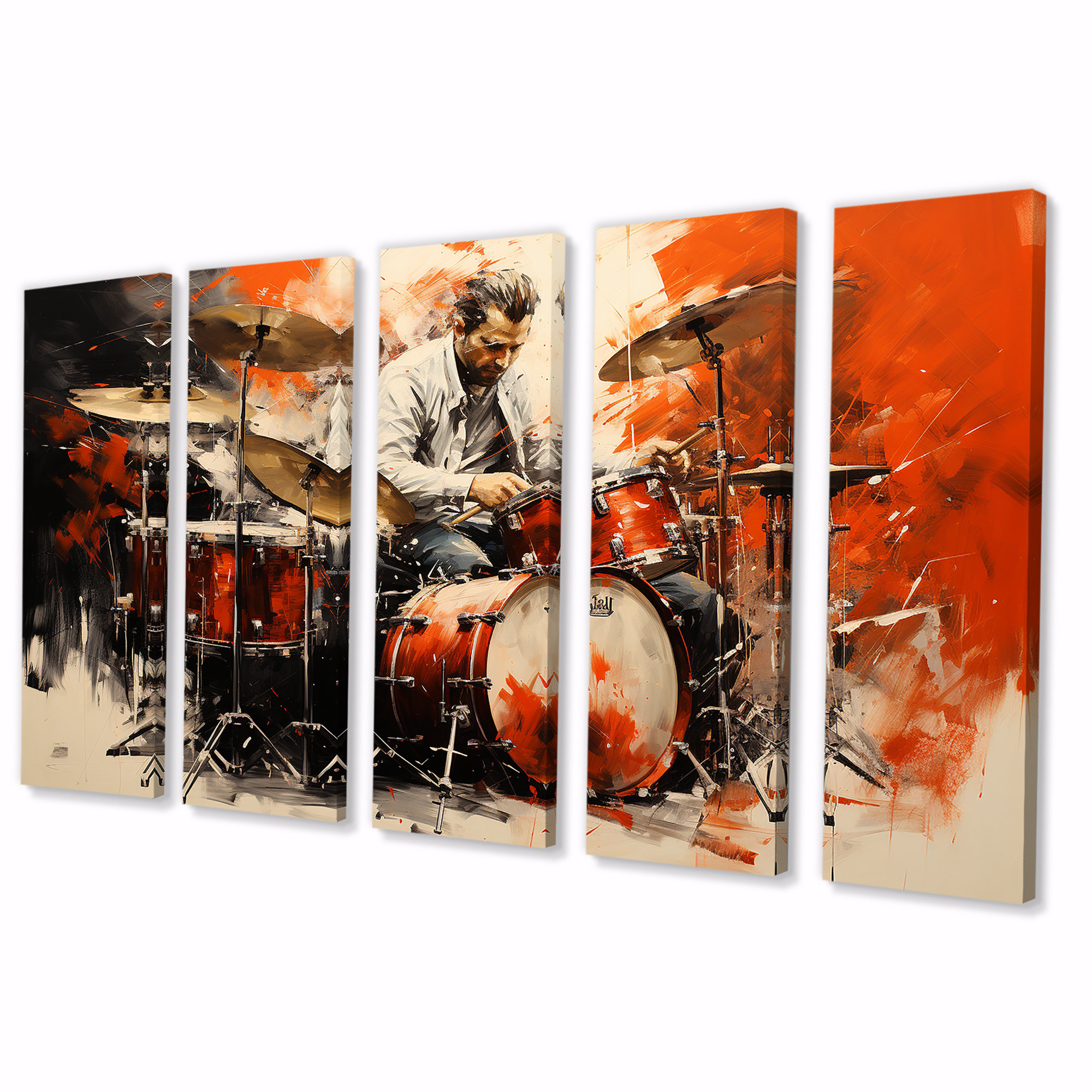 Winston Porter Deep Drum Beat Painting I - Music 5 Piece Wall Art Decor ...