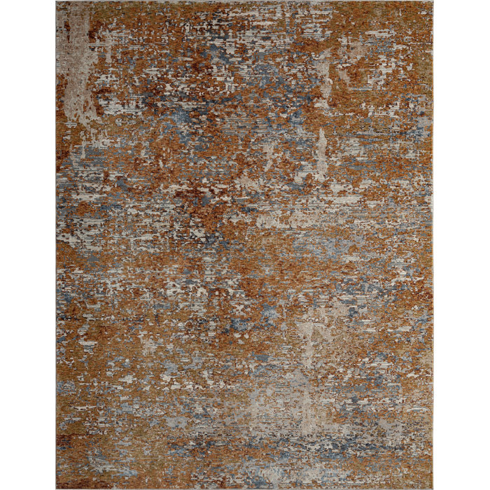 17 Stories Arrilla Rust/Blue Area Rug | Wayfair