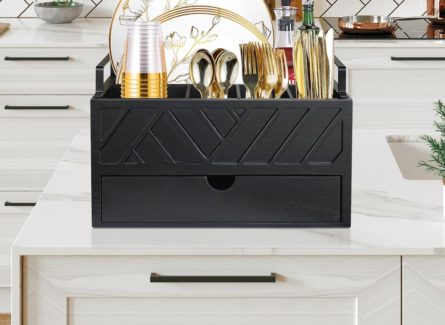 Red Barrel Studio Paper Plate Dispenser With Drawer, Paper Plate Holder ...