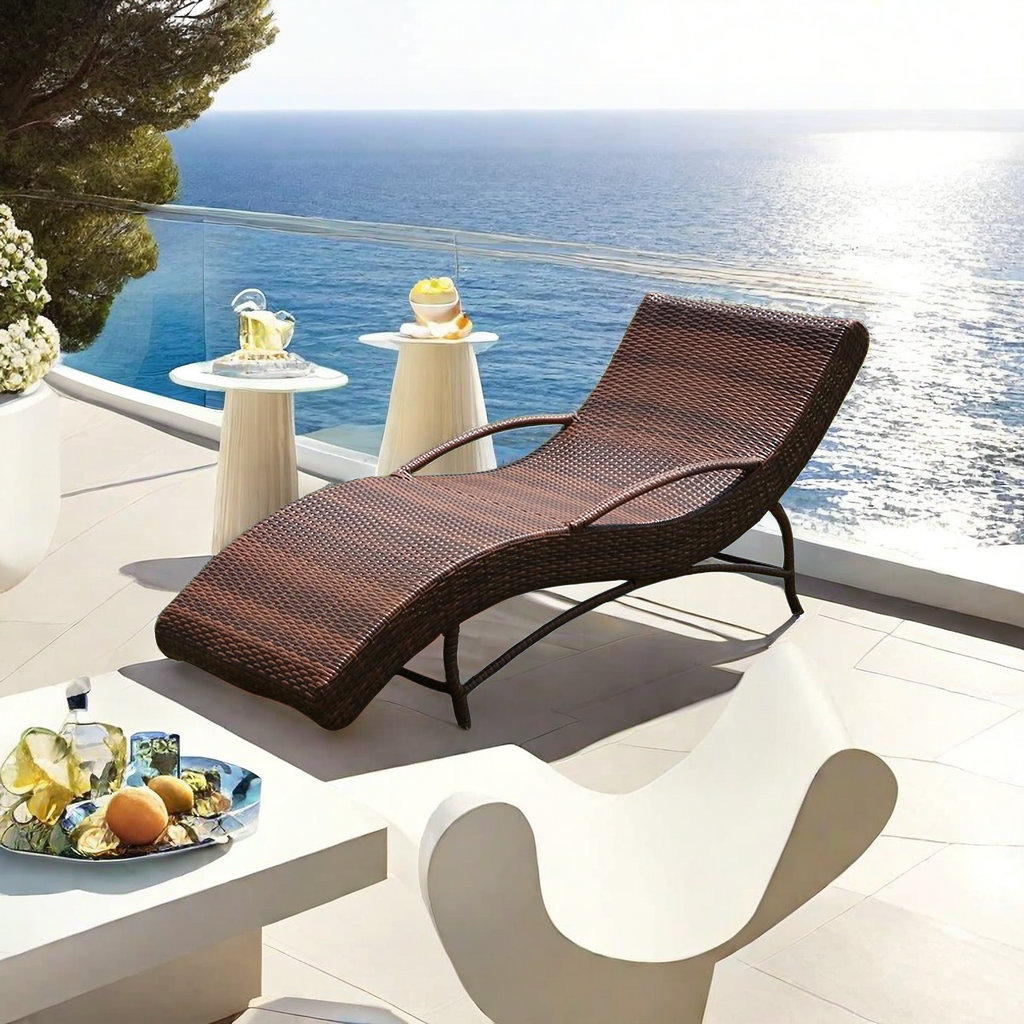 Elegant Home Furnishings.s Lightweight Wicker Sun Lounger With Sturdy ...