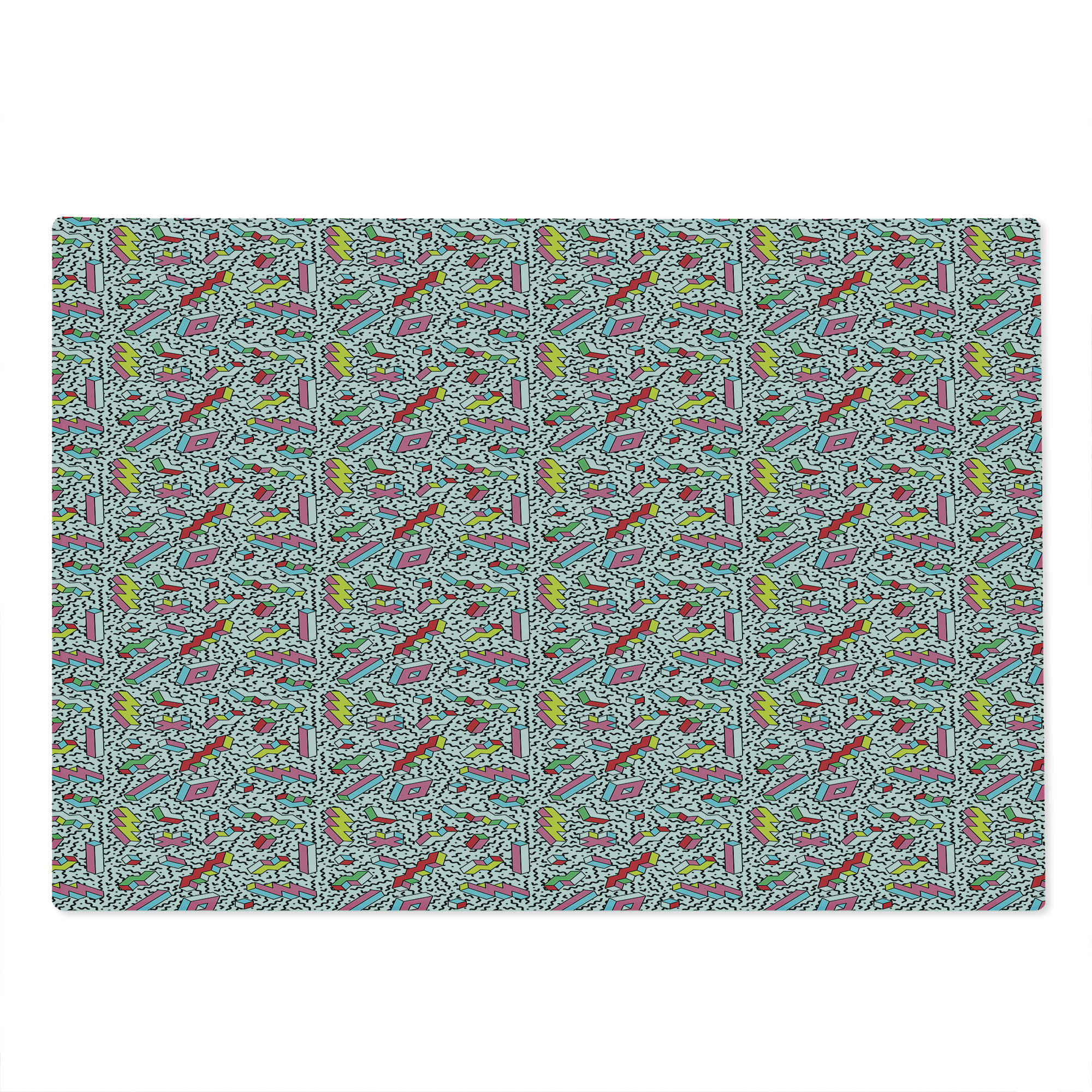 Ambesonne Funky Cutting Board Large Memphis 90s 3D Shapes Multicolor ...