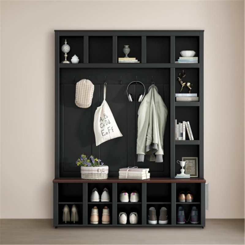 Hokku Designs Versatile Wooden Hall Tree with Multiple Functions and ...