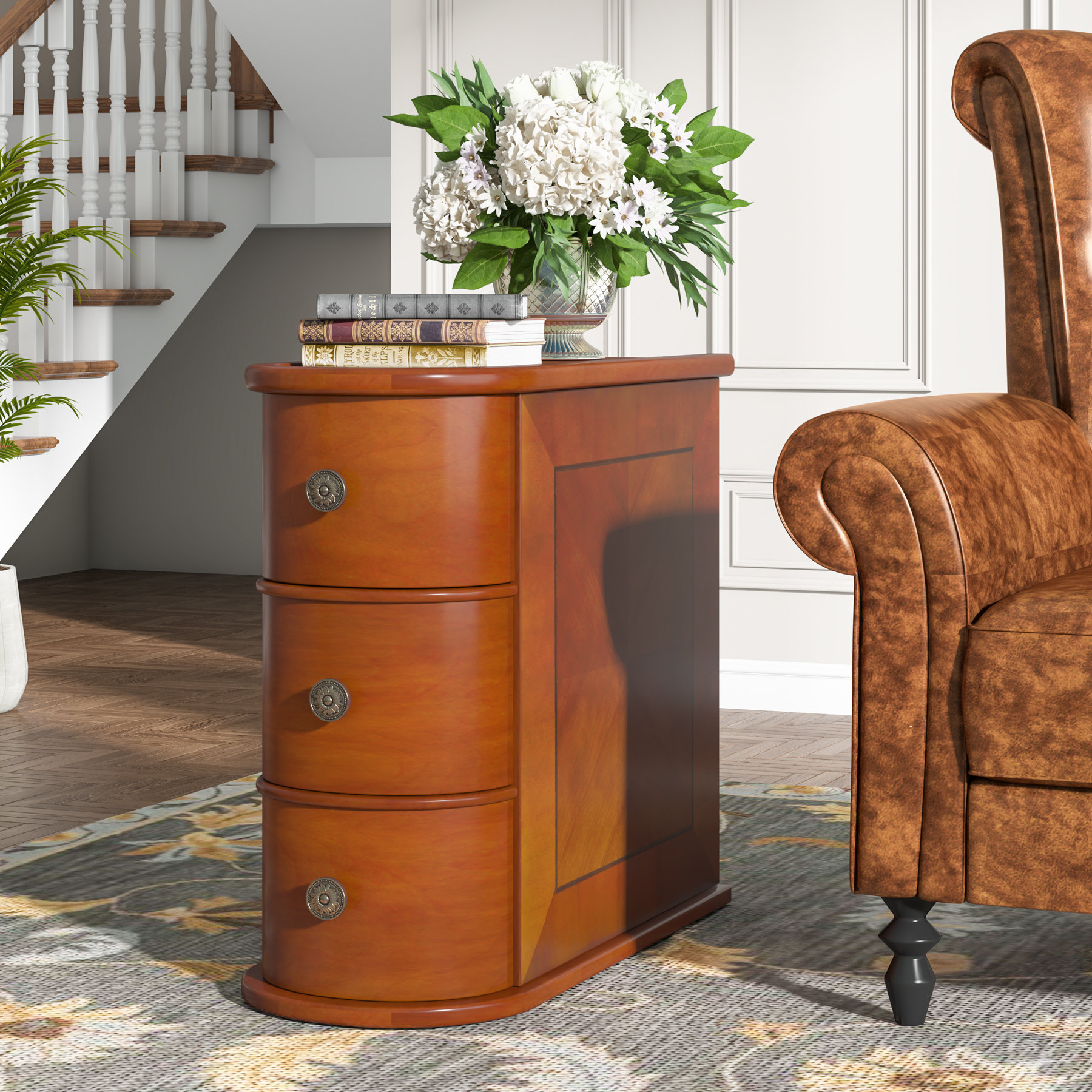 Ebern Designs Solid Wood 3 - Drawer End Table | Wayfair.co.uk