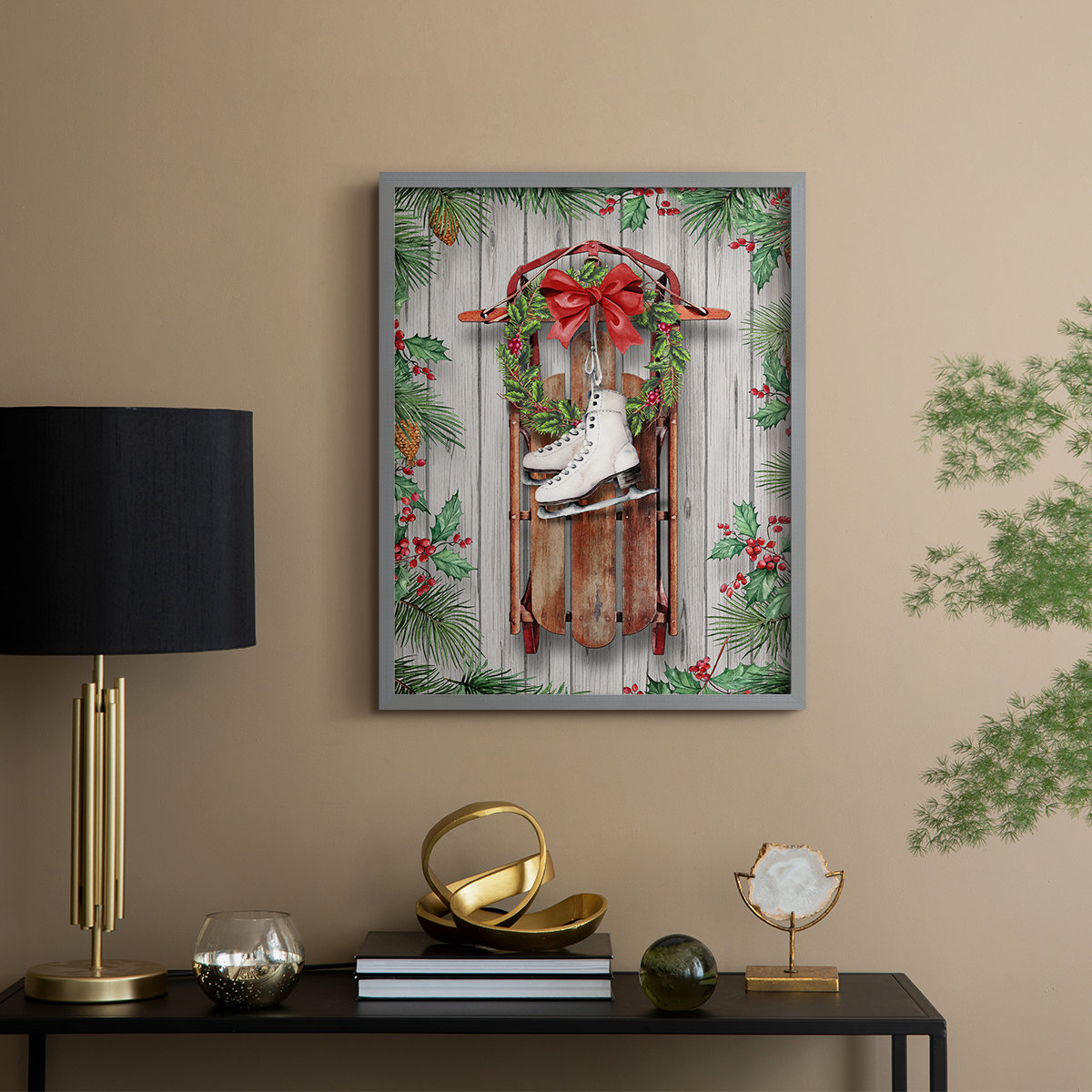 The Holiday Aisle® Sled and Skates Framed Print - Solid Wood - Wayfair ...