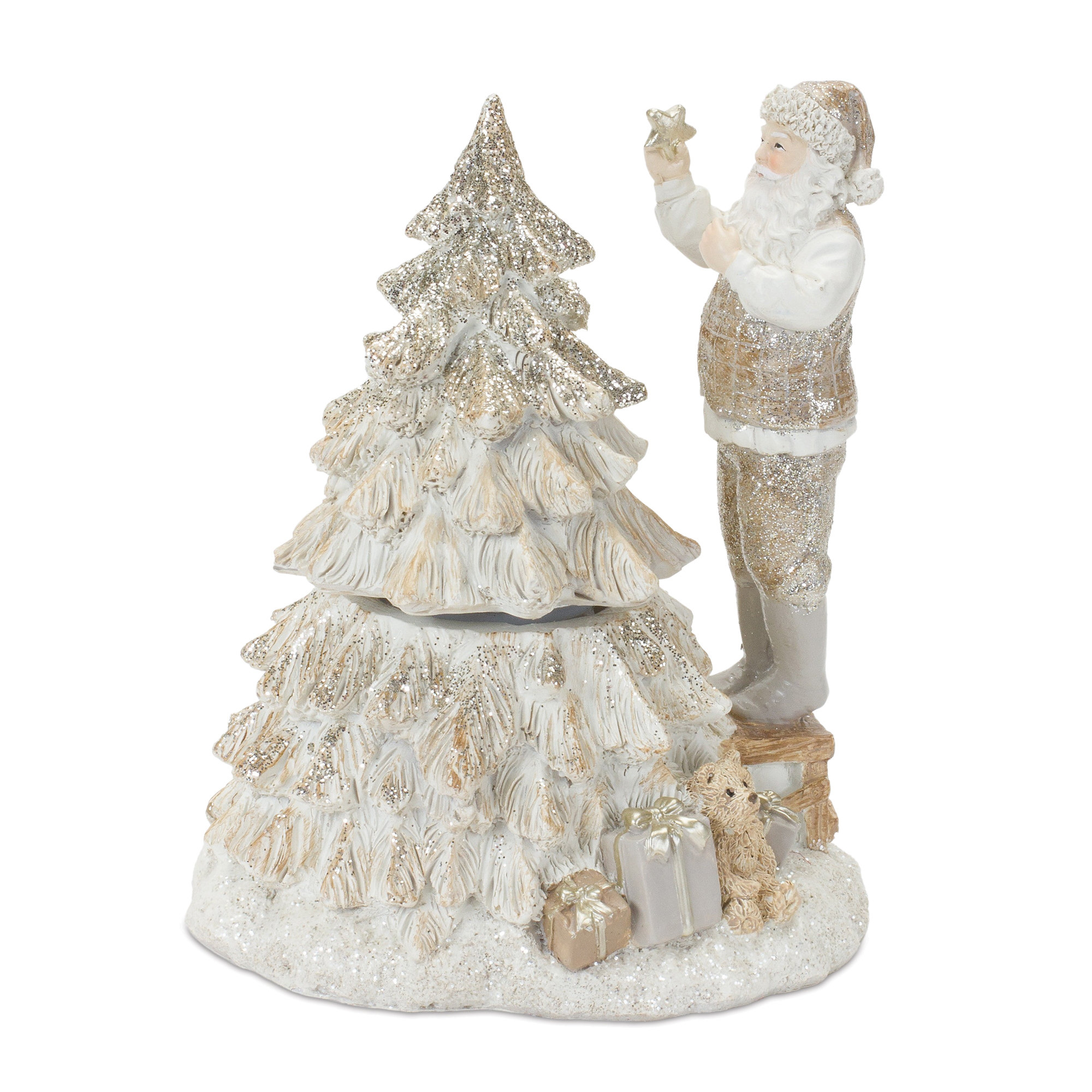The Holiday Aisle® Santa with Spinning Christmas Tree (Set of 2) | Wayfair