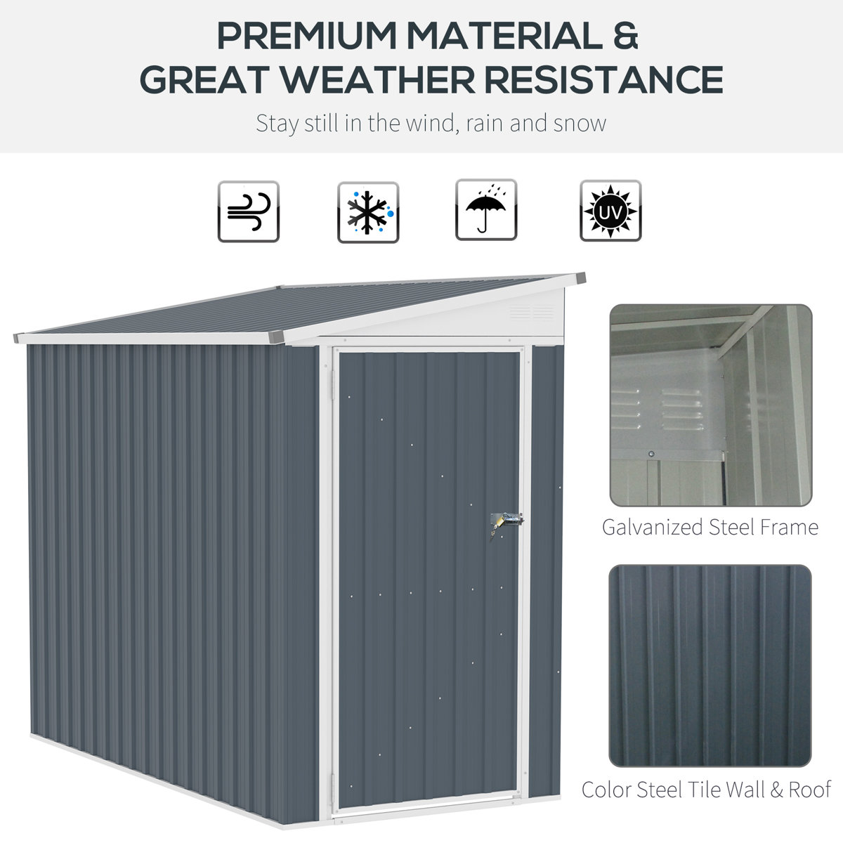 Outsunny 4 ft. W x 8 ft. D Metal Lean-To Tool Shed | Wayfair