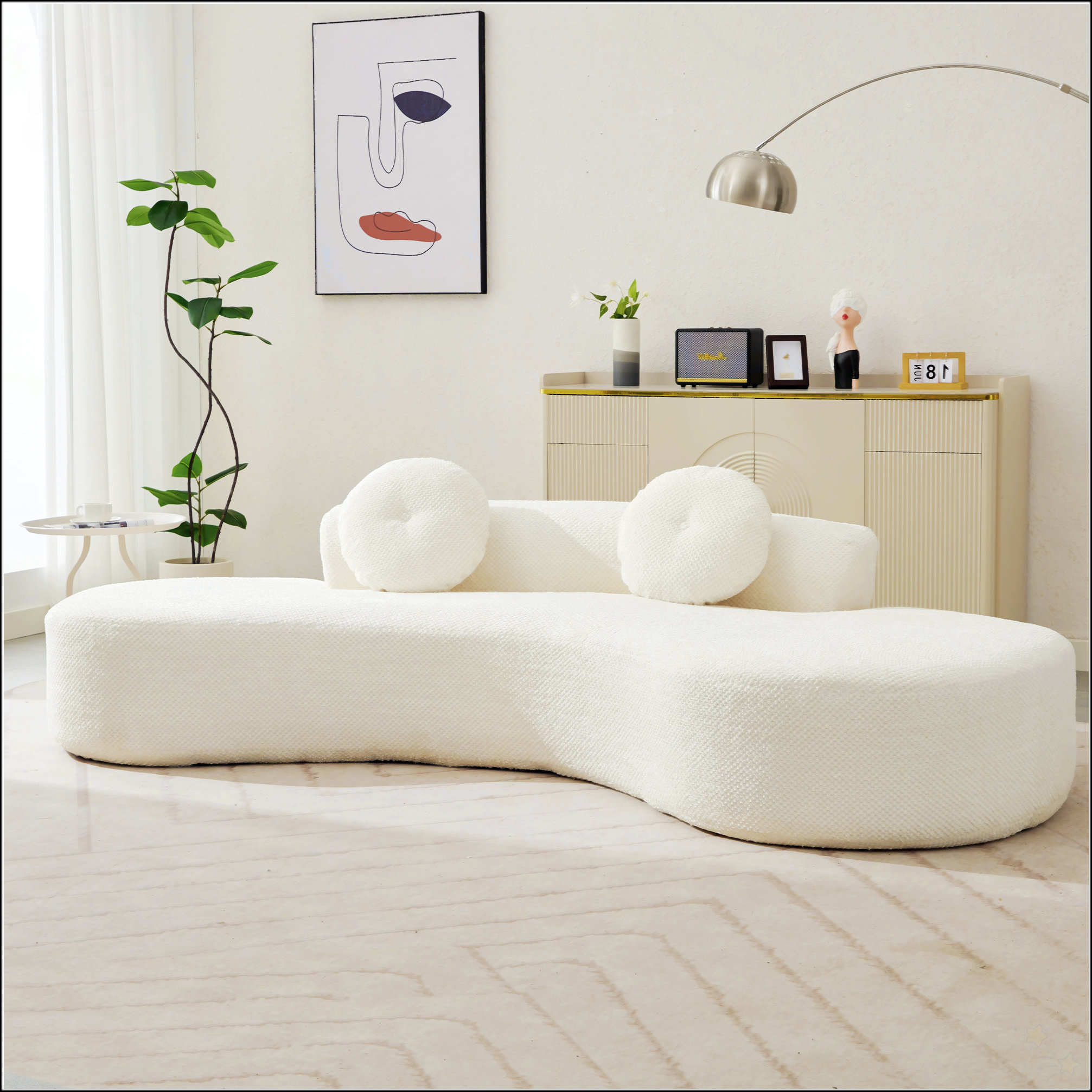 Ivy Bronx 105.5''Curved Sofa, Modern Minimalist Sofa, Cloud Couch Sofa ...