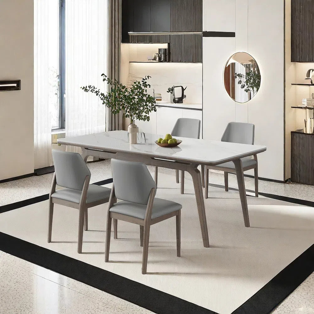 Sleek Surface Designs Bright rock plate dining table and chair set | Wayfair