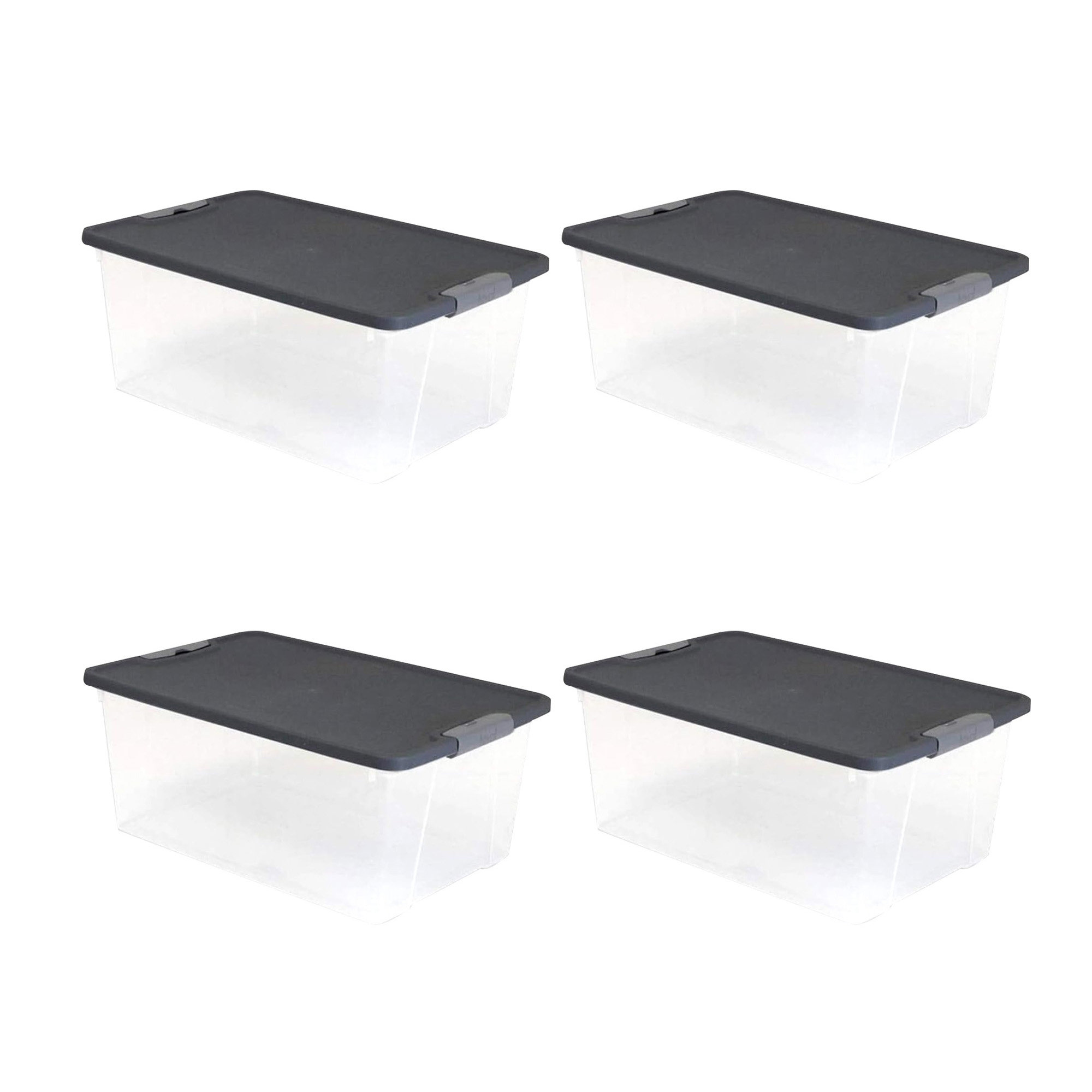 Homz Secure Latch Large Clear Stackable Storage Container w/ Lid ...