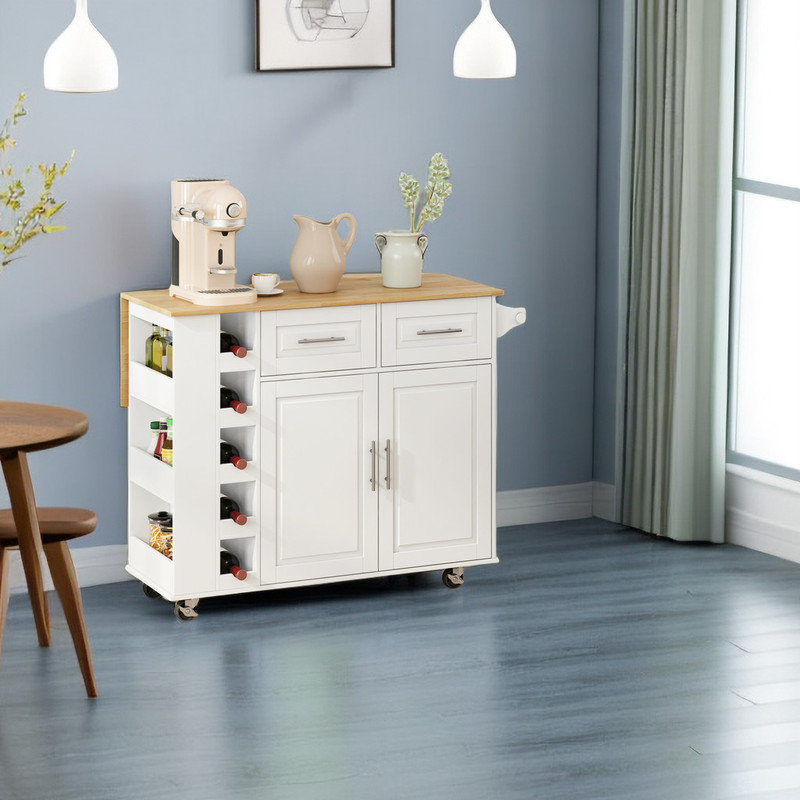 Infinity Kitchen Island Cart with 2 Door Cabinet and Two Drawers,Spice ...