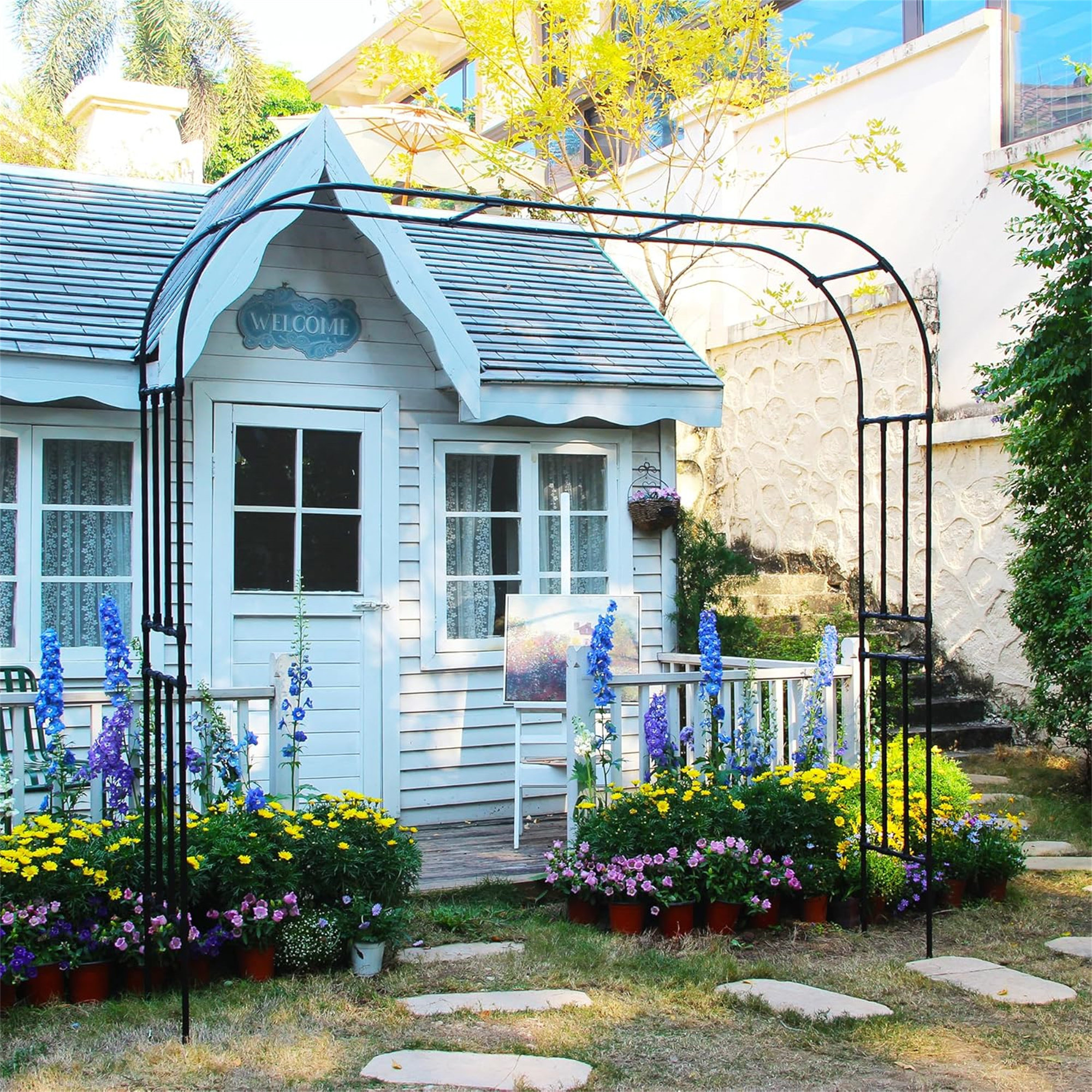 SUBORM Arch for climbing vines Garden gazebo Lightweight metal Coated ...