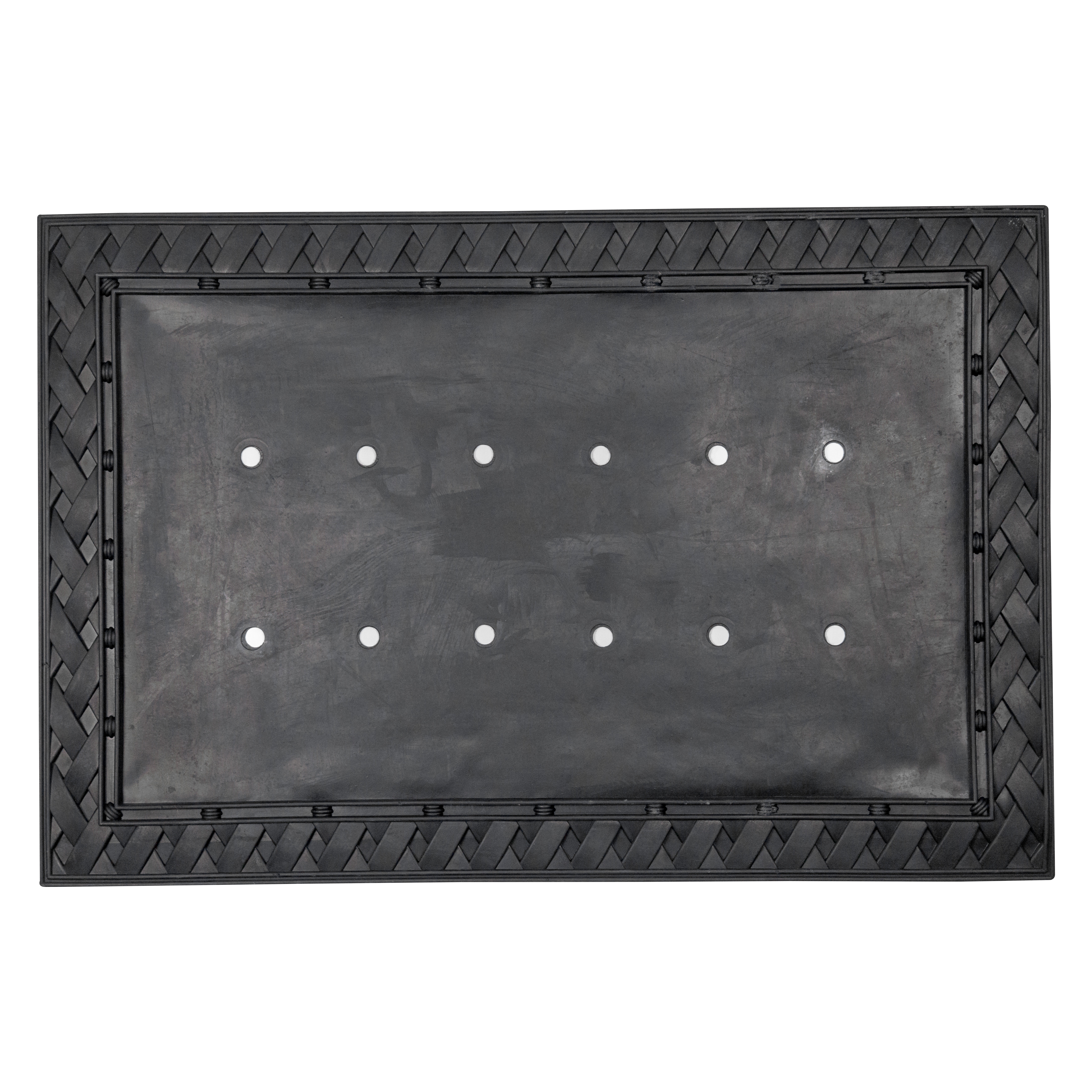 Ackland Black Weave 24 in. x 36 in. Non-Slip Rubber Door Mat Tray ...