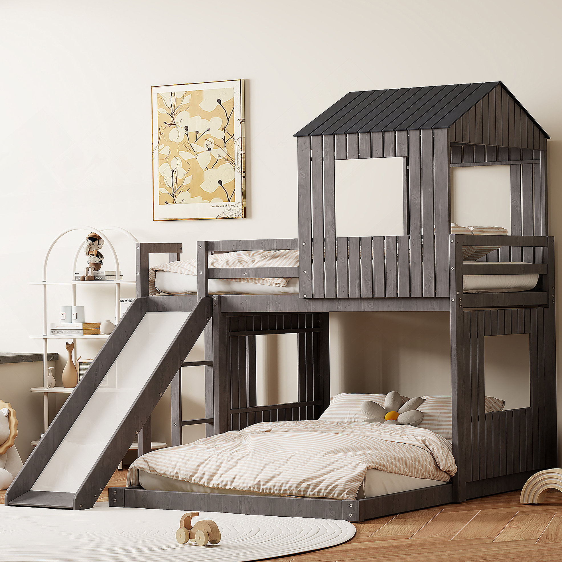 One Allium Way® Wooden Over Bunk Bedloft Bed With ...