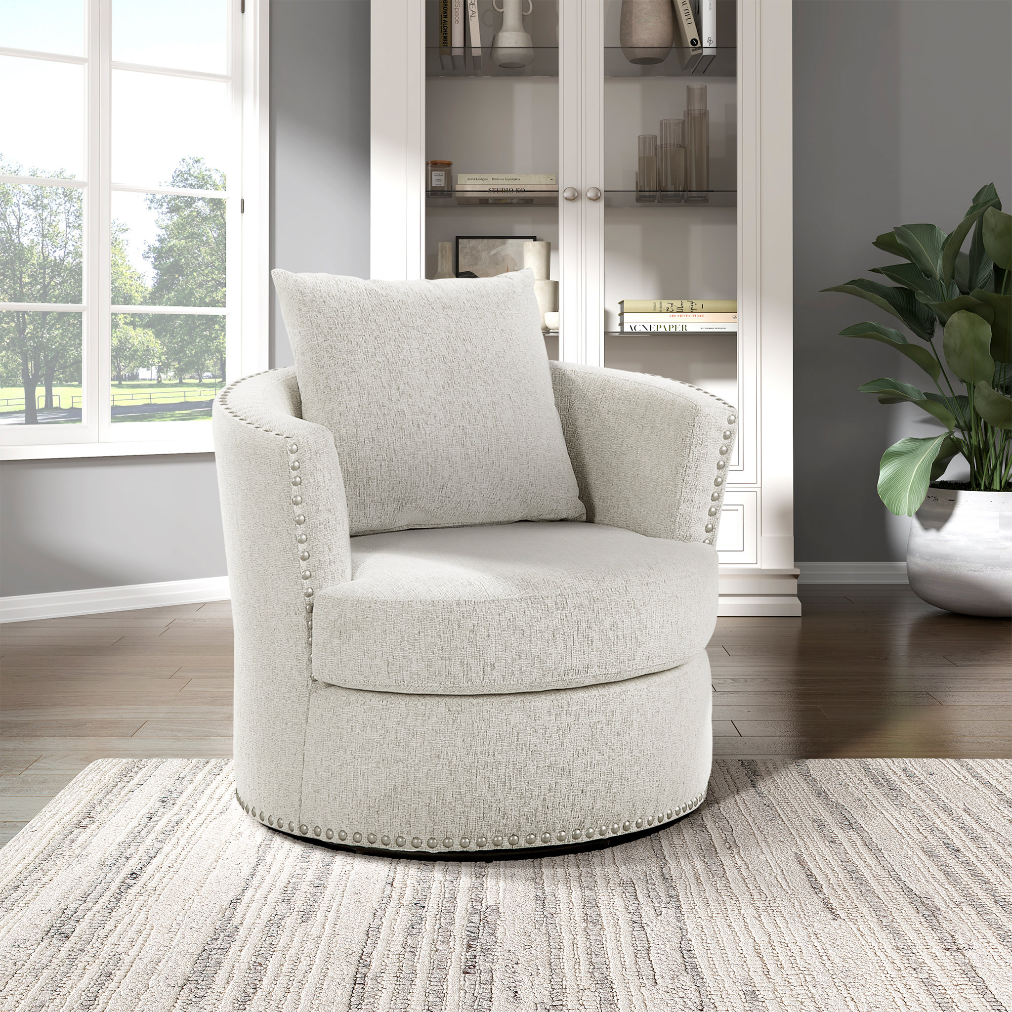 Latitude Run® Denaux 33.5" Wide Chenille Swivel Armchair & Reviews ...