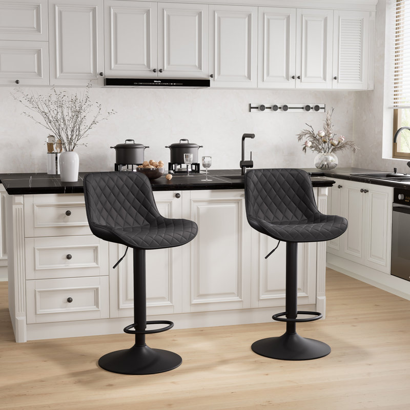 Corrigan Studio® Lougene Swivel Adjustable Height Faux Leather Modern ...