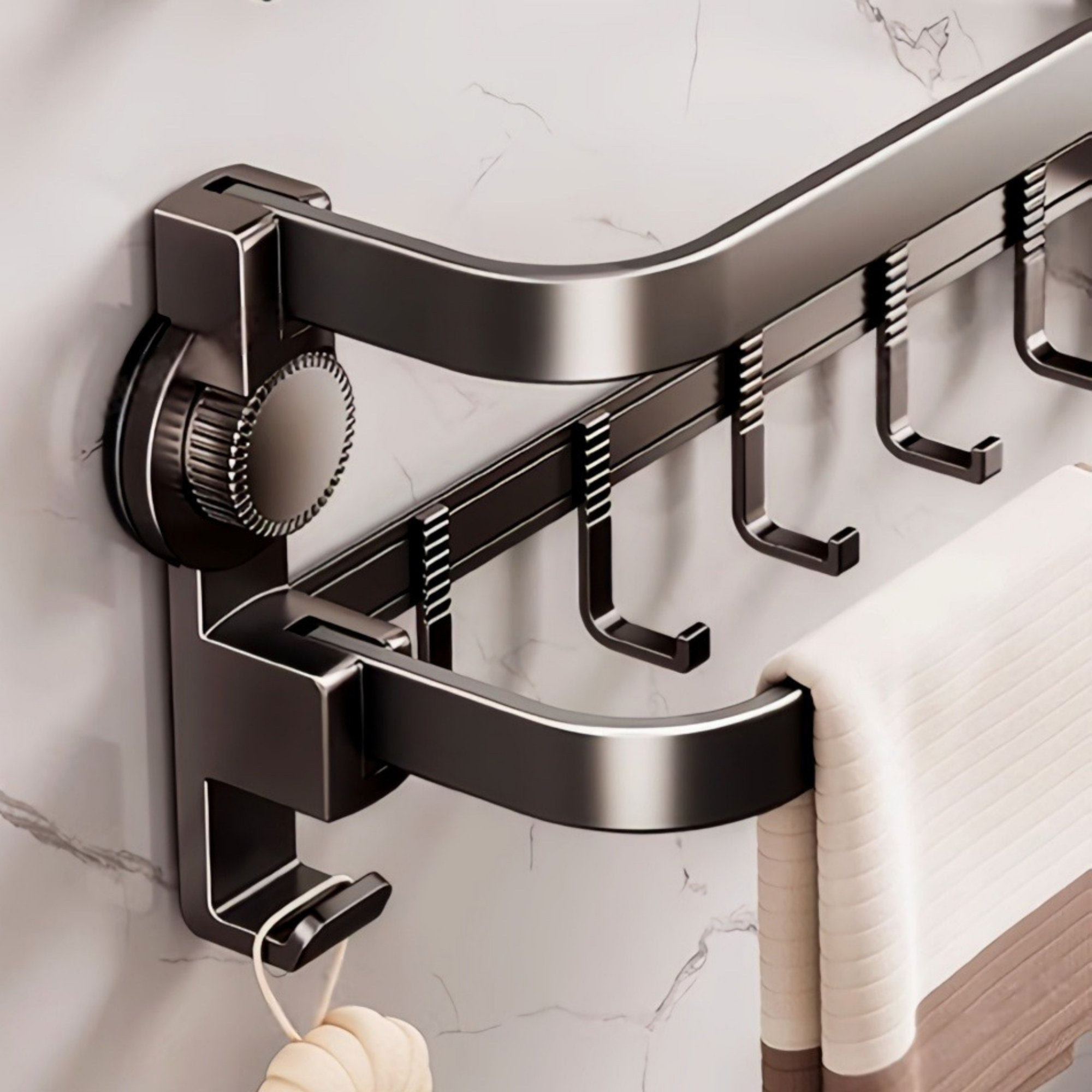 Rebrilliant Non Perforated Suction Cup Towel Rack Rotating Vacuum ...