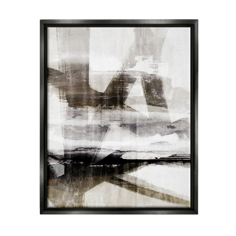 Ivy Bronx Abstract Black Streaks Layered Lines - Floater Frame Painting ...